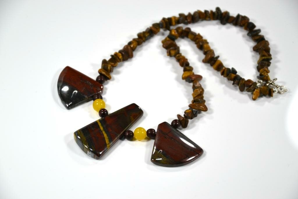 Колье, агат, тигровый глаз