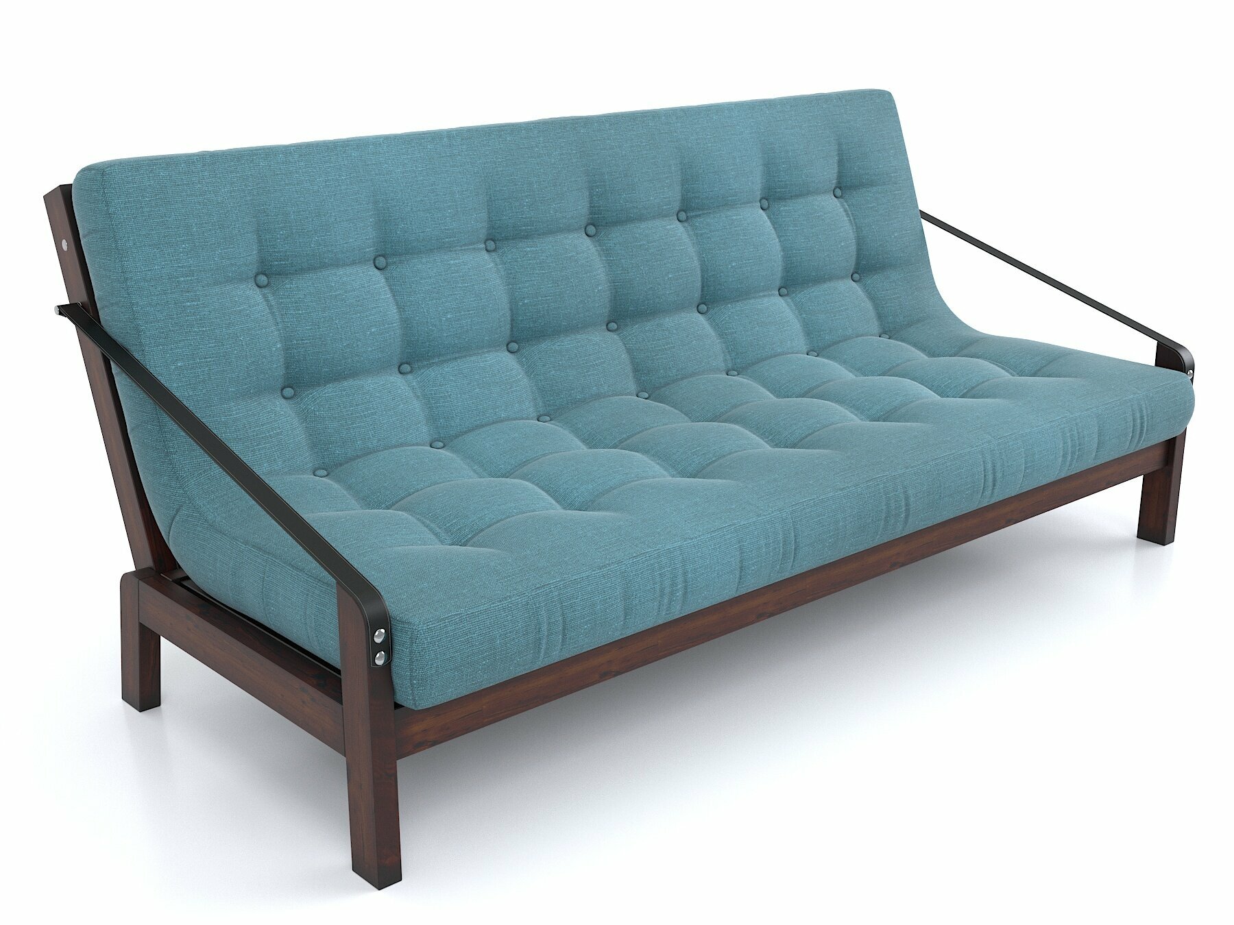 Садовый диван Arsko Локи-С, голубой-орех, рогожка, массив дерева, офисный, для кафе и бара, на ножках, скандинавский лофт