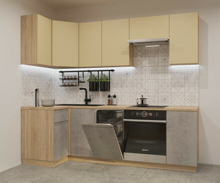 Кухонный гарнитур Стамбул Бетон светлый Лайн 1000- 2450 мм