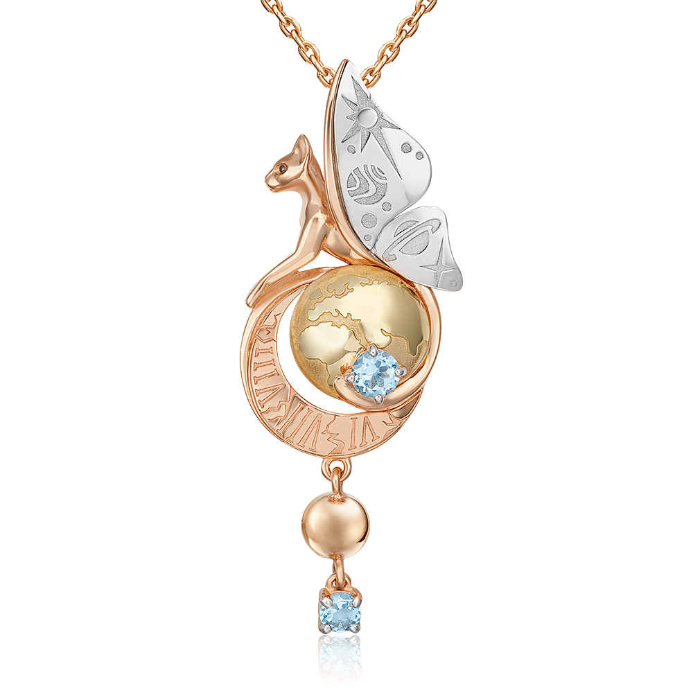 Подвеска, золото, 585 проба, топаз