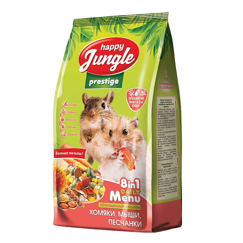 Корм Happy jungle Престиж для хомяков, мышей и песчанок, 500 гр