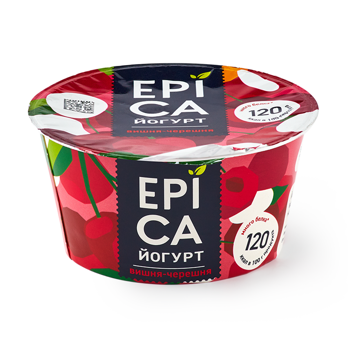 Йогурт Epica, с вишней и черешней, 4,8%, 130 г, от +2 °c до +6 °c