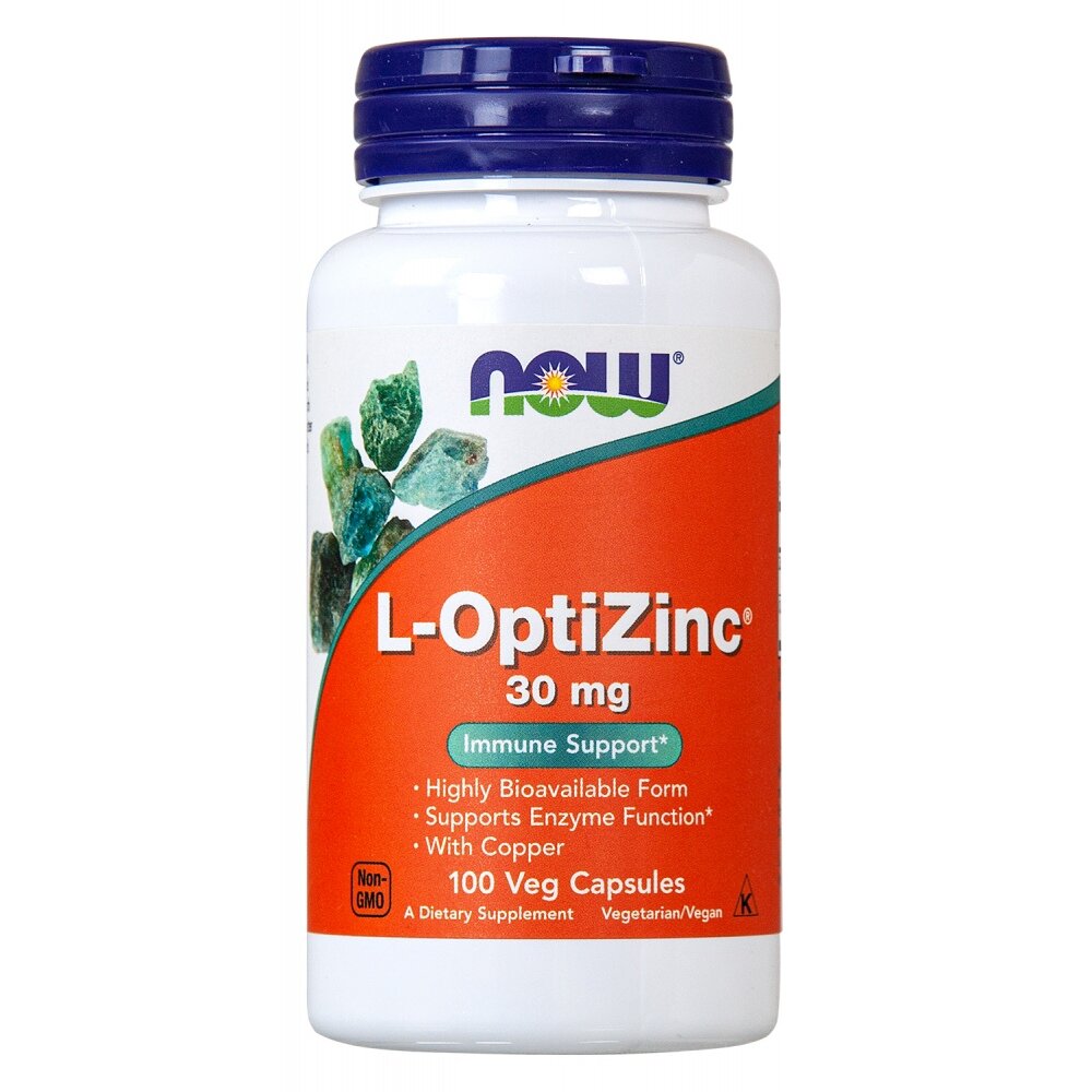 NOW L-OptiZinc, 30 мг / 100 капсул вегетарианских