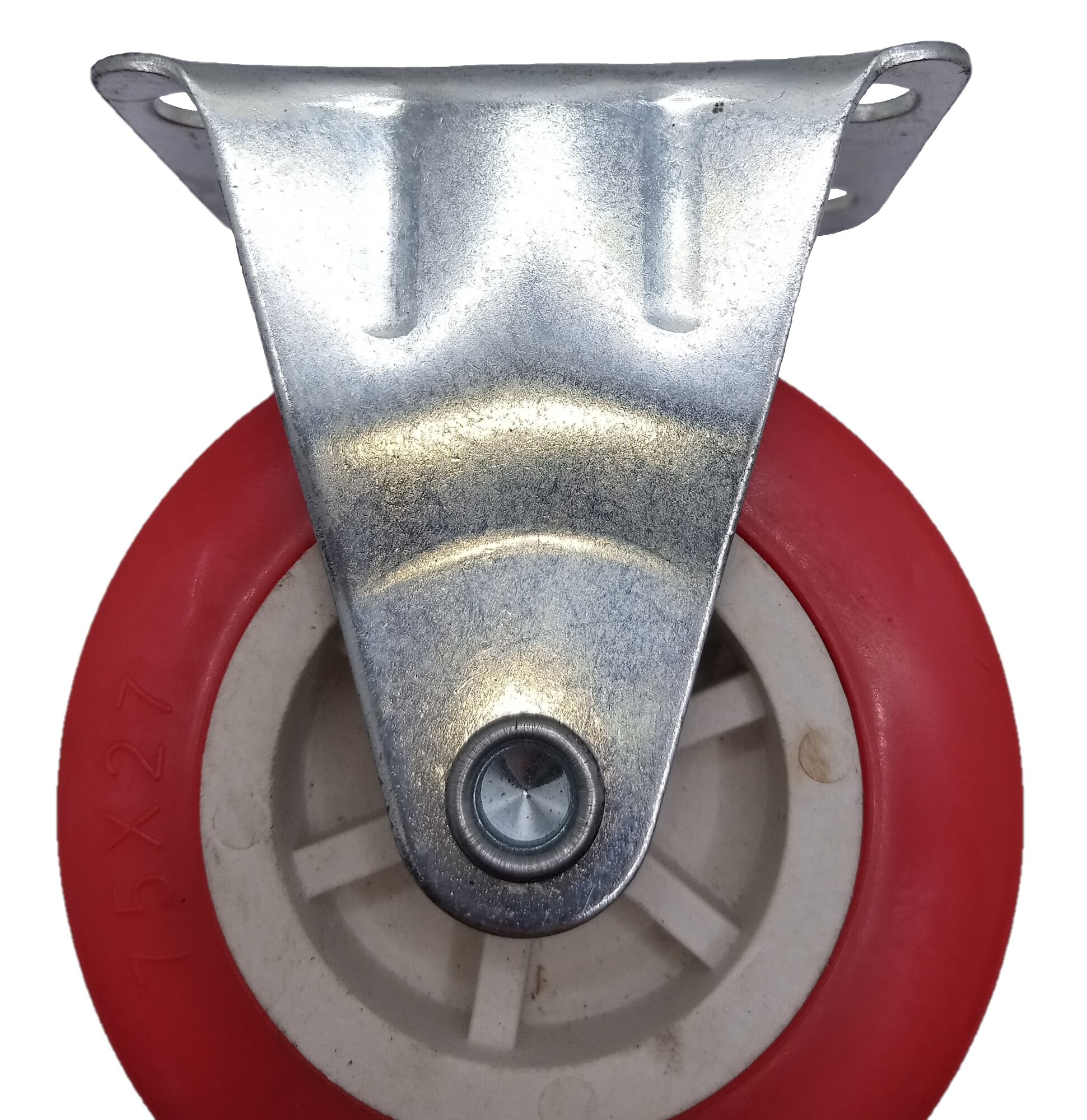 Колеса для мебели 75мм не поворотное красный пластик (ПВХ)