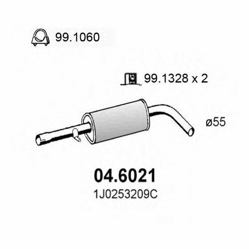 Средний глушитель выхлопных газов, ASSO 04.6021 (1 шт.)