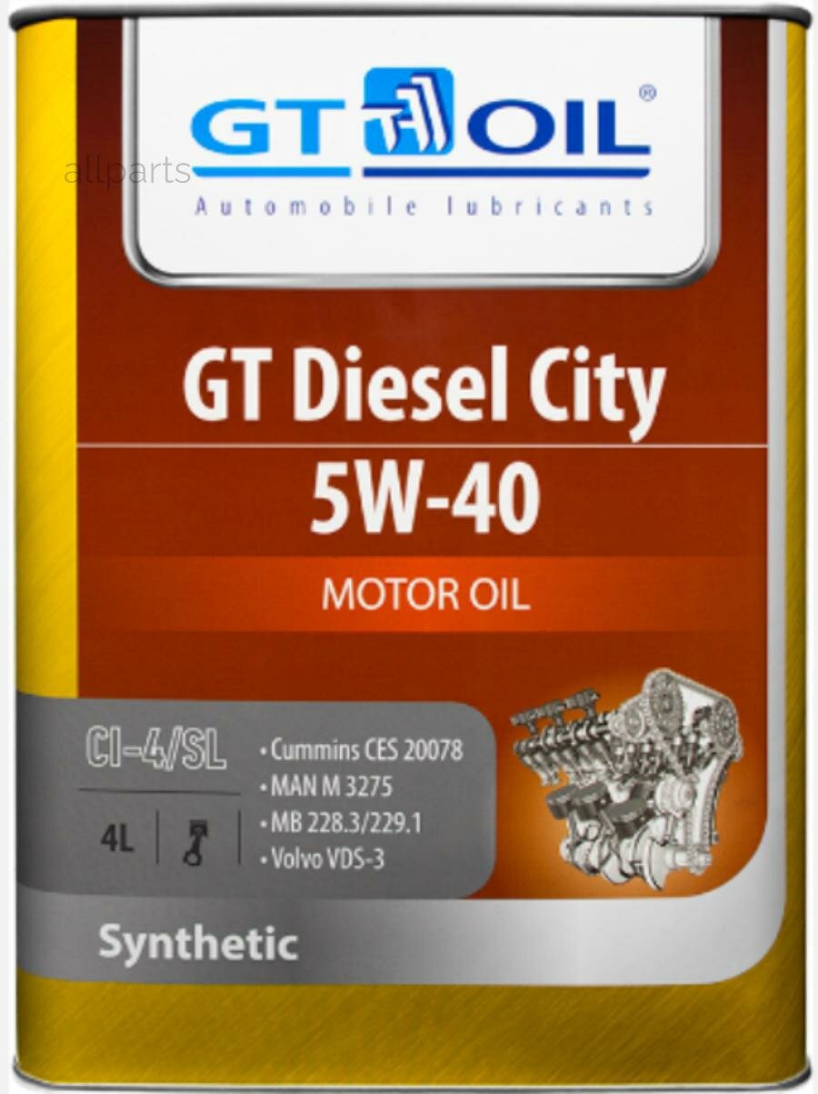 GT OIL 8809059408001 Масло моторное 5W40 GT OIL 4л синтетика GT Diesel City