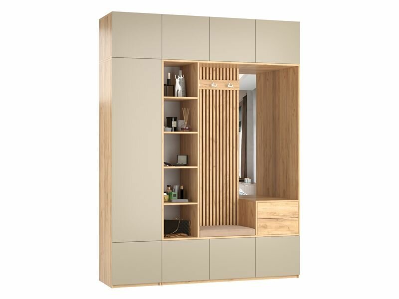 Прихожая в коридор "Дуглас 16" 180х240х50 Дуб крафт золотой / Бромелия