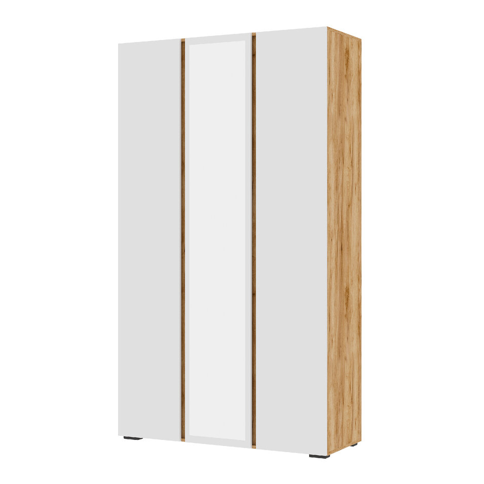 Шкаф 3х створчатый с зеркалом, со штангой и полками современный стиль