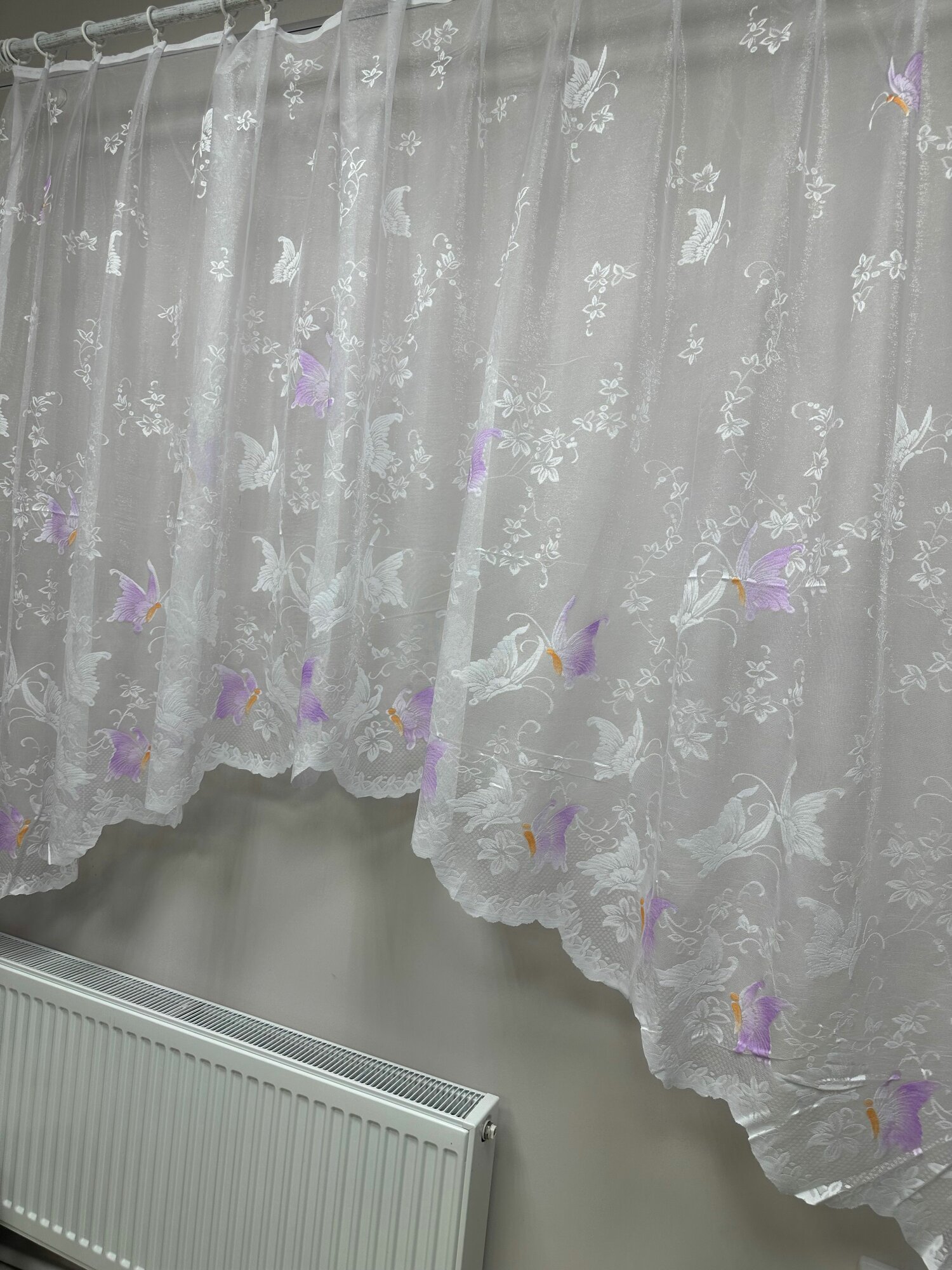 Тюль Арка Жаккард цветная бабочки