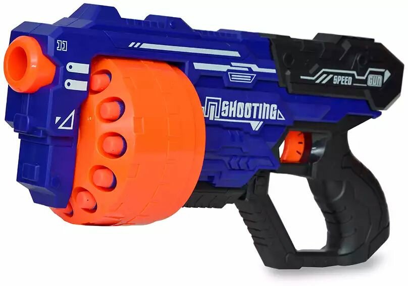 Игрушечное оружие бластер с мягкими пулями и мишенью (длина 34 см, 12 мягких патронов)