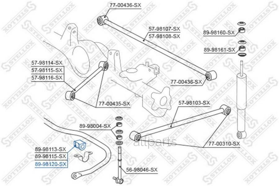 STELLOX 8998120SX втулка стабилизатора центральная!\ Toyota Land Cruiser #J120 02>/Starlet <97