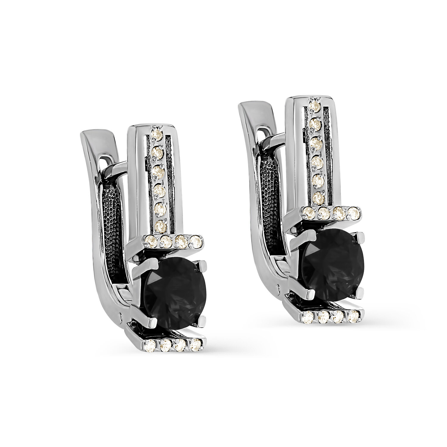 Серьги, белое золото, 585 проба, бриллиант, турмалин