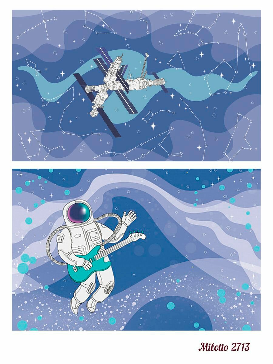 Рисовая декупажная карта А4 Milotto космос космический корабль