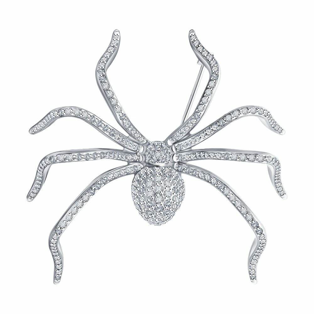 Брошь, белое золото, 585 проба, бриллиант