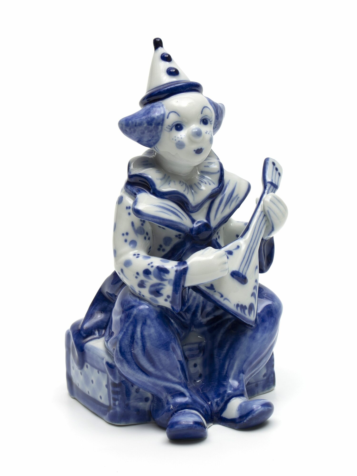 Скульптура "Клоун с балалайкой" высота 15см, кобальт