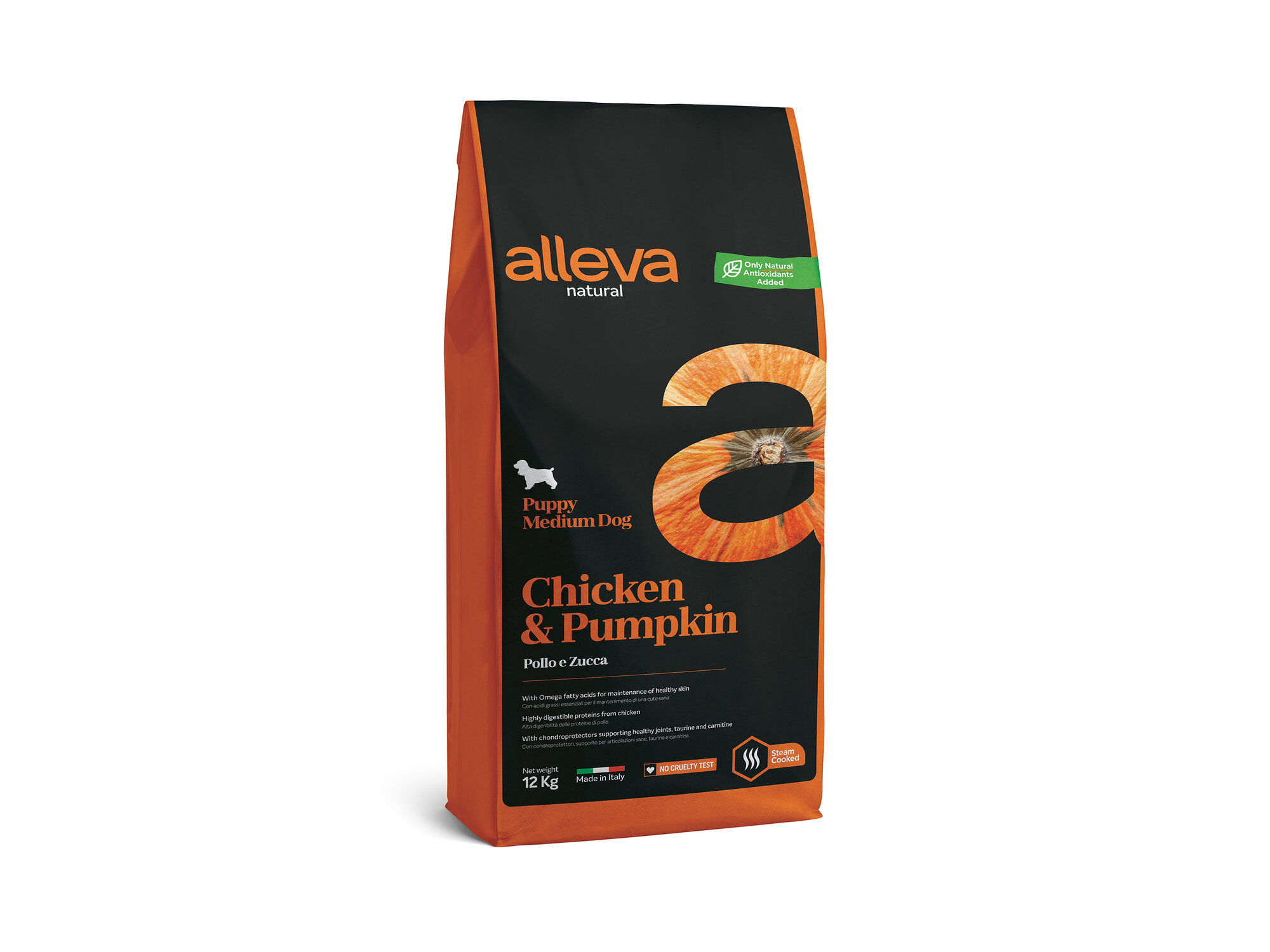 Alleva Natural Корм сухой для щенков средних пород с курицей и тыквой 12 кг