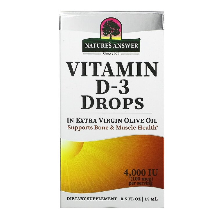 Капли Nature's Answer Vitamin D-3, 100 г, 15 мл, 4000 МЕ, 240 шт.