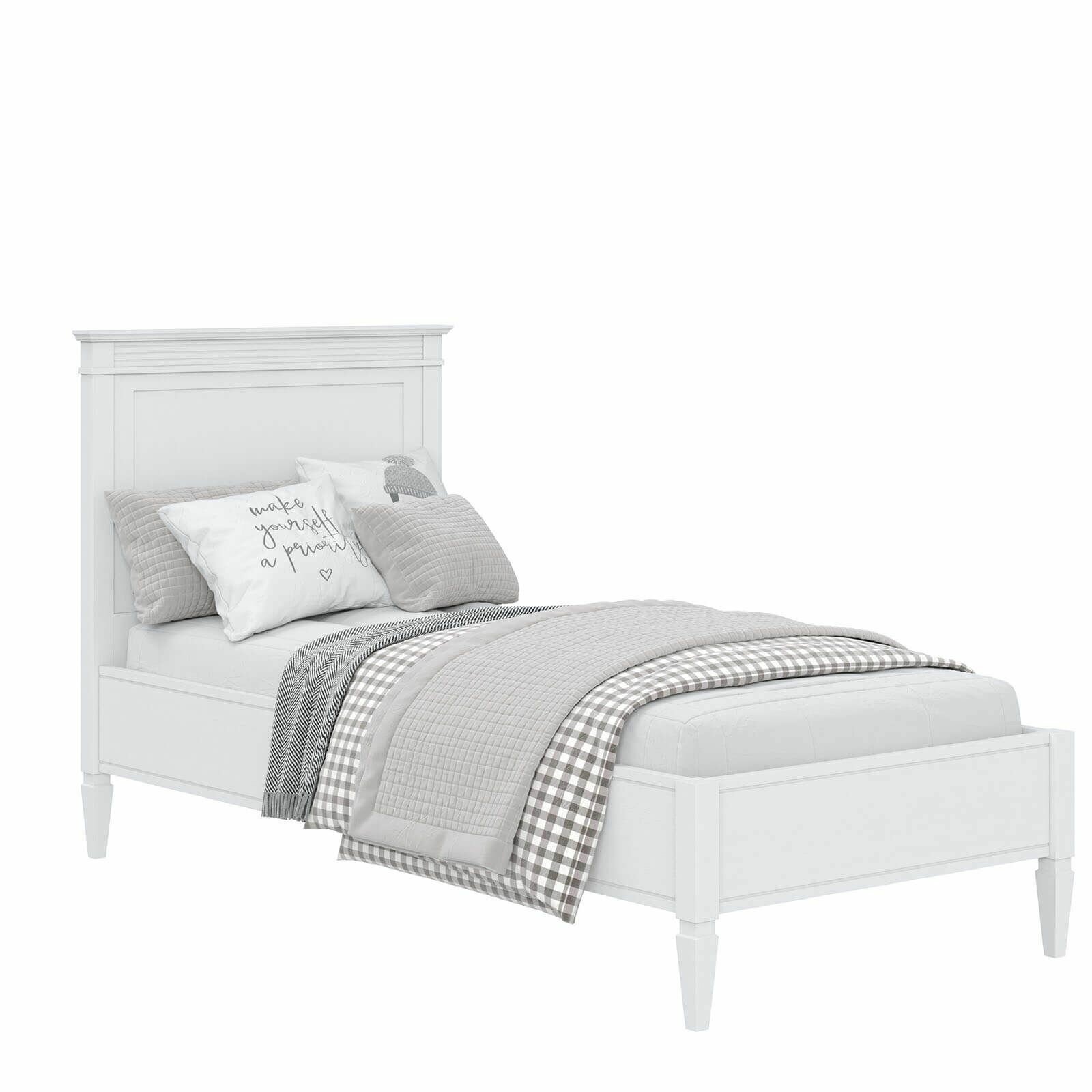 Кровать односпальная ММЦ Спальня Ольса 90 (белый лак) из массива сосны