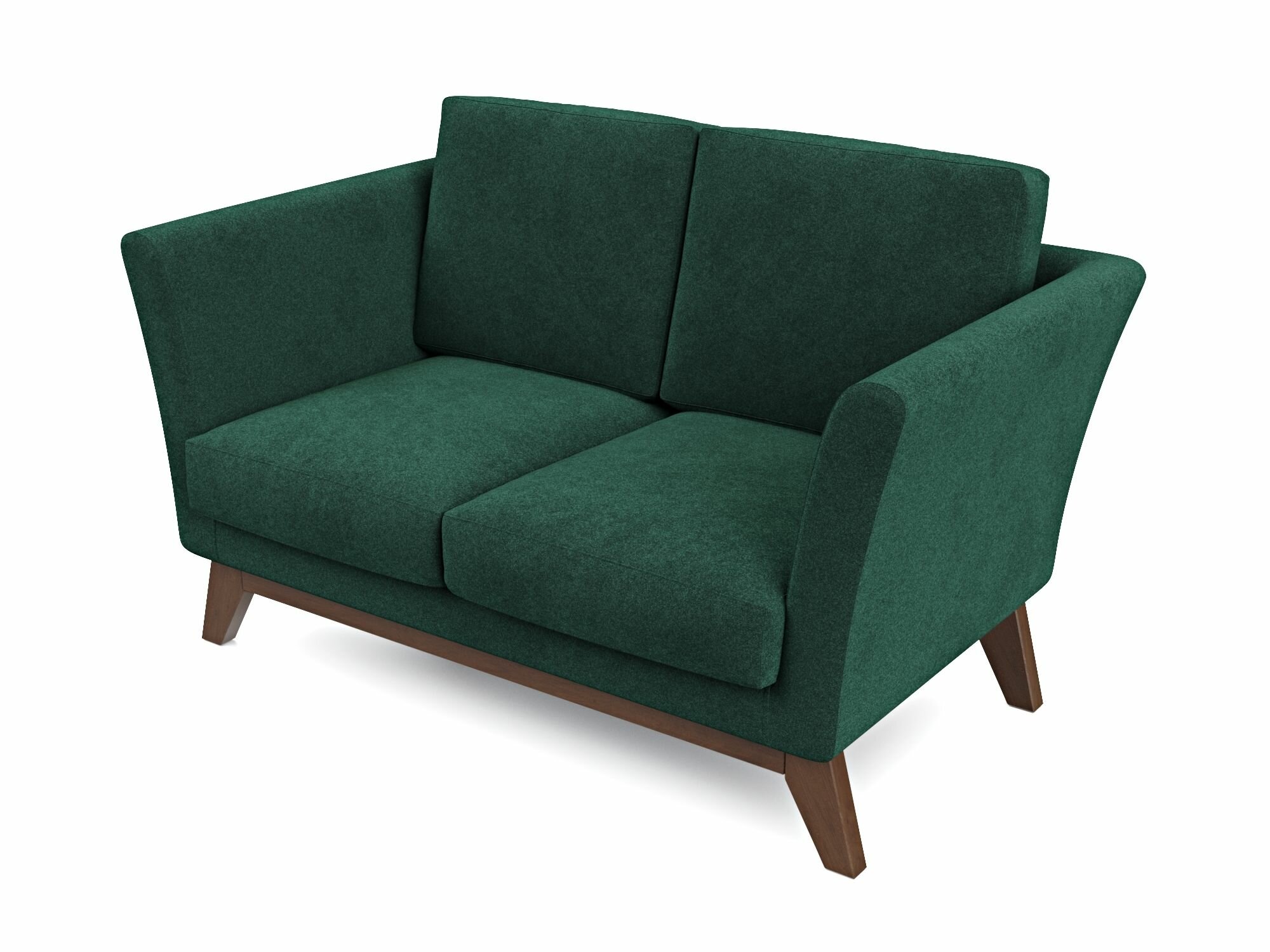 Мини диван Arsko Див-М зеленый/орех, велюр массив дерева, кухонный, офисный, для кафе и бара, на ножках, скандинавский лофт