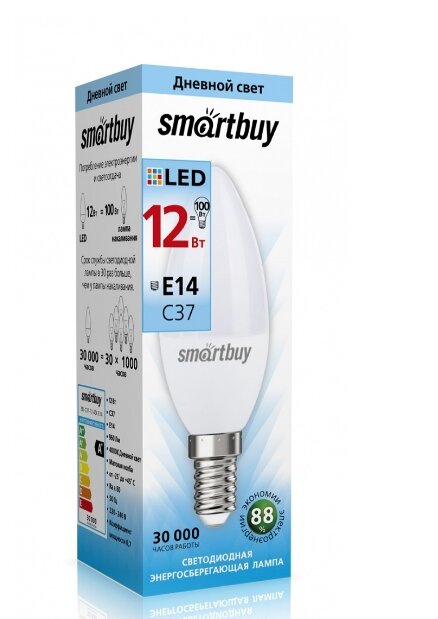 Светодиодная лампа SMARTBUY (SBL-C37-12-40K-E14) 12W/4000/E14