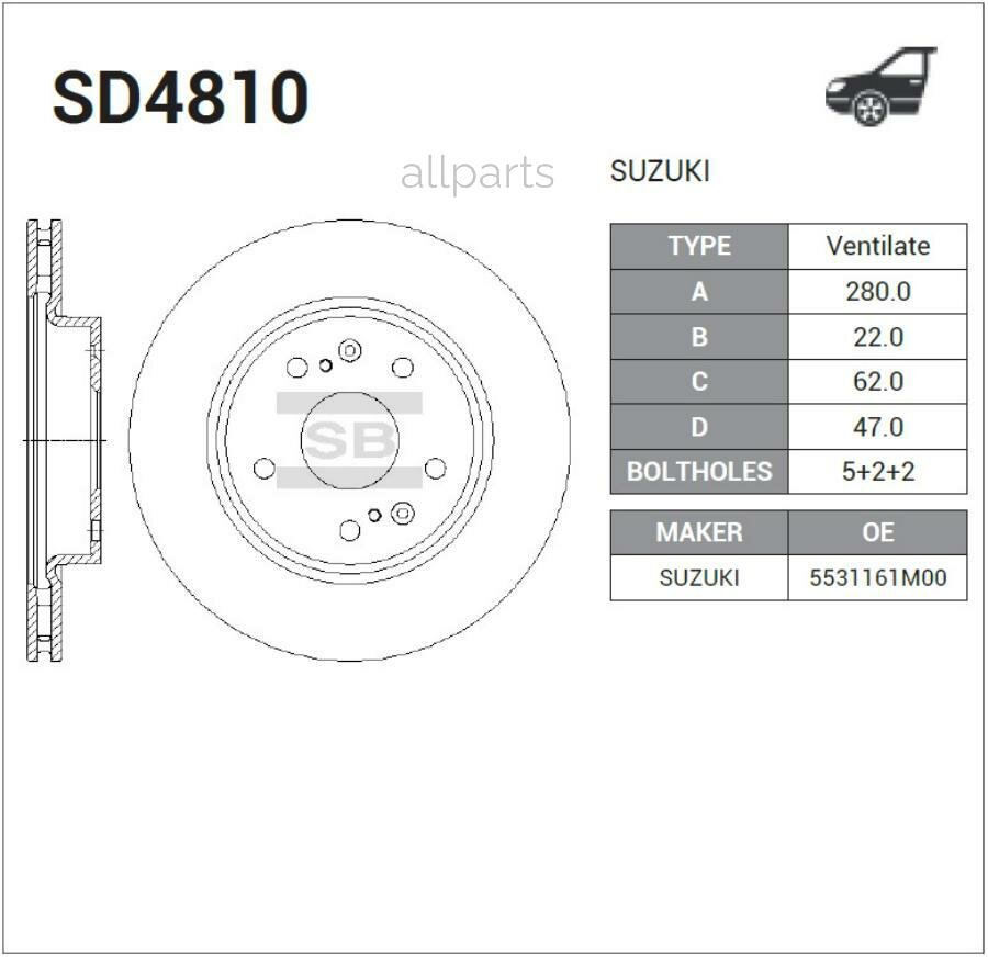 SANGSIN BRAKE SD4810 тормозной диск