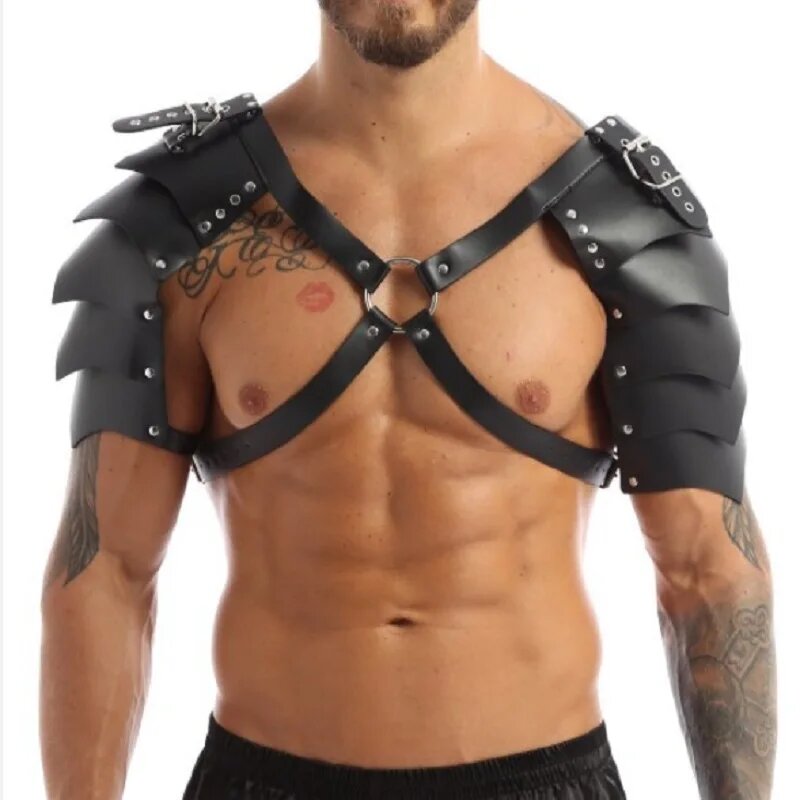 Викинговы наплечники черные из искусственной кожи 3