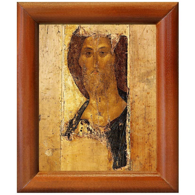 Спас Вседержитель, Андрей Рублев, 1410 г, икона в деревянной рамке 8*9,5 см