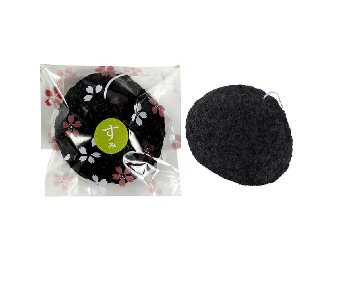 Спонж для умывания из волокон Конняку натуральный YAMAMOTO с древес углем кругл прозрач уп 1шт