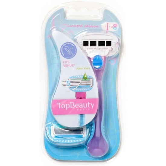 Бритва женская Topbeauty Paris 5 лезвий, с 2 сменными кассетами (цвет роз-голуб)