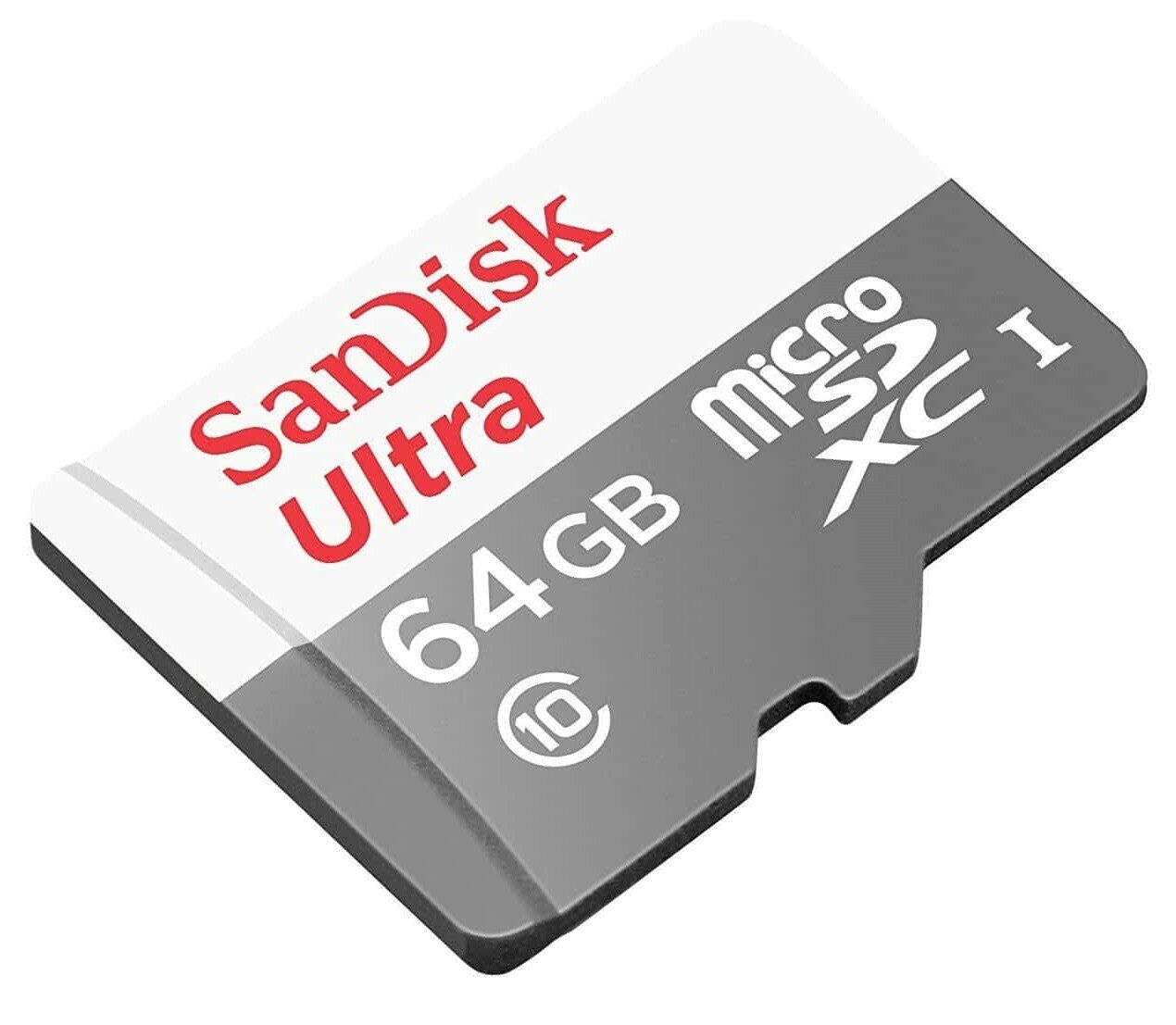 Карта памяти SanDisk Ultra, 64 ГБ, MicroSDXC, Class 10, без адаптера (SDSQUNR-064G-GN3MN)