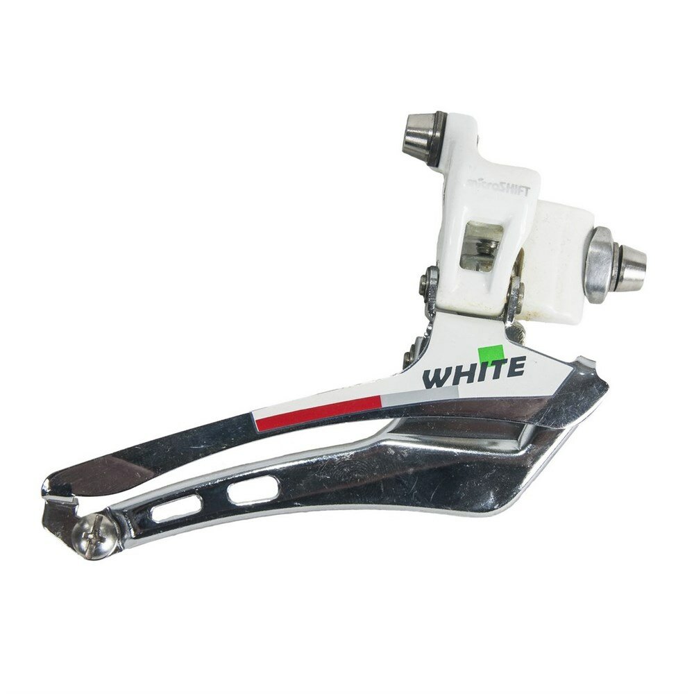 Передний переключатель MICROSHIFT ARSIS FD-R82F-W, для 2x10ск, нижняя тяга, в упор, красно-белый