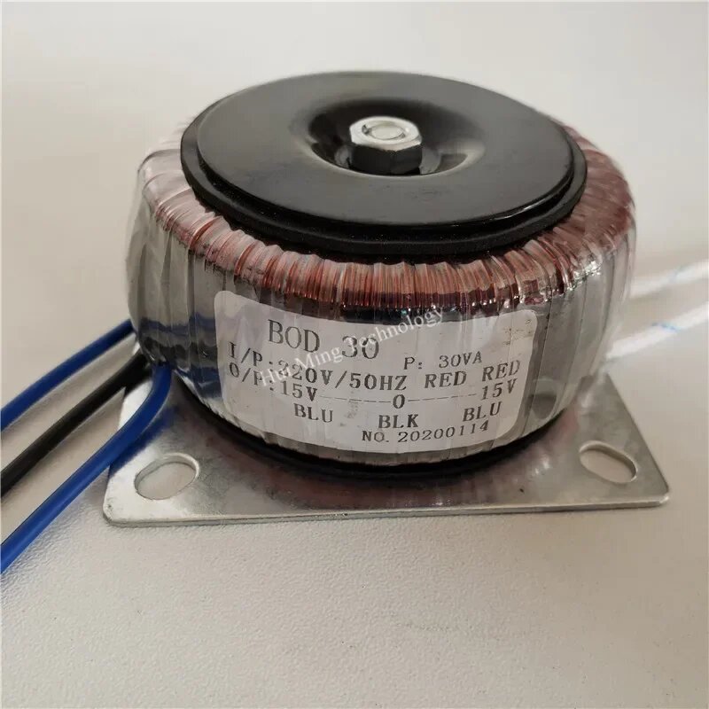 Кольцевой трансформатор 30Вт 220В до 12В-0-12В 30VA 15V-0-15V
