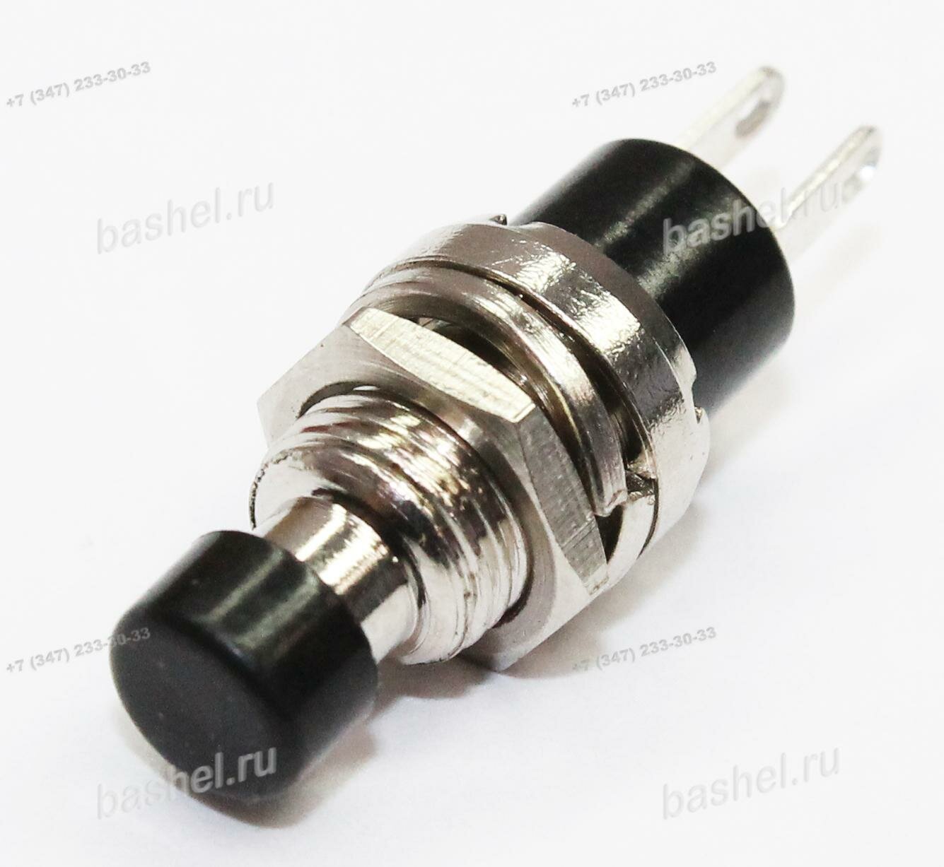 Кнопка PBS-10B-2 мини, б/ф, мет, чёрная