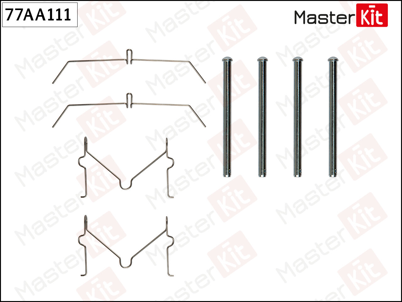 Ремкомплект крепления тормозных колодок перед прав лев Master KiT 77AA111