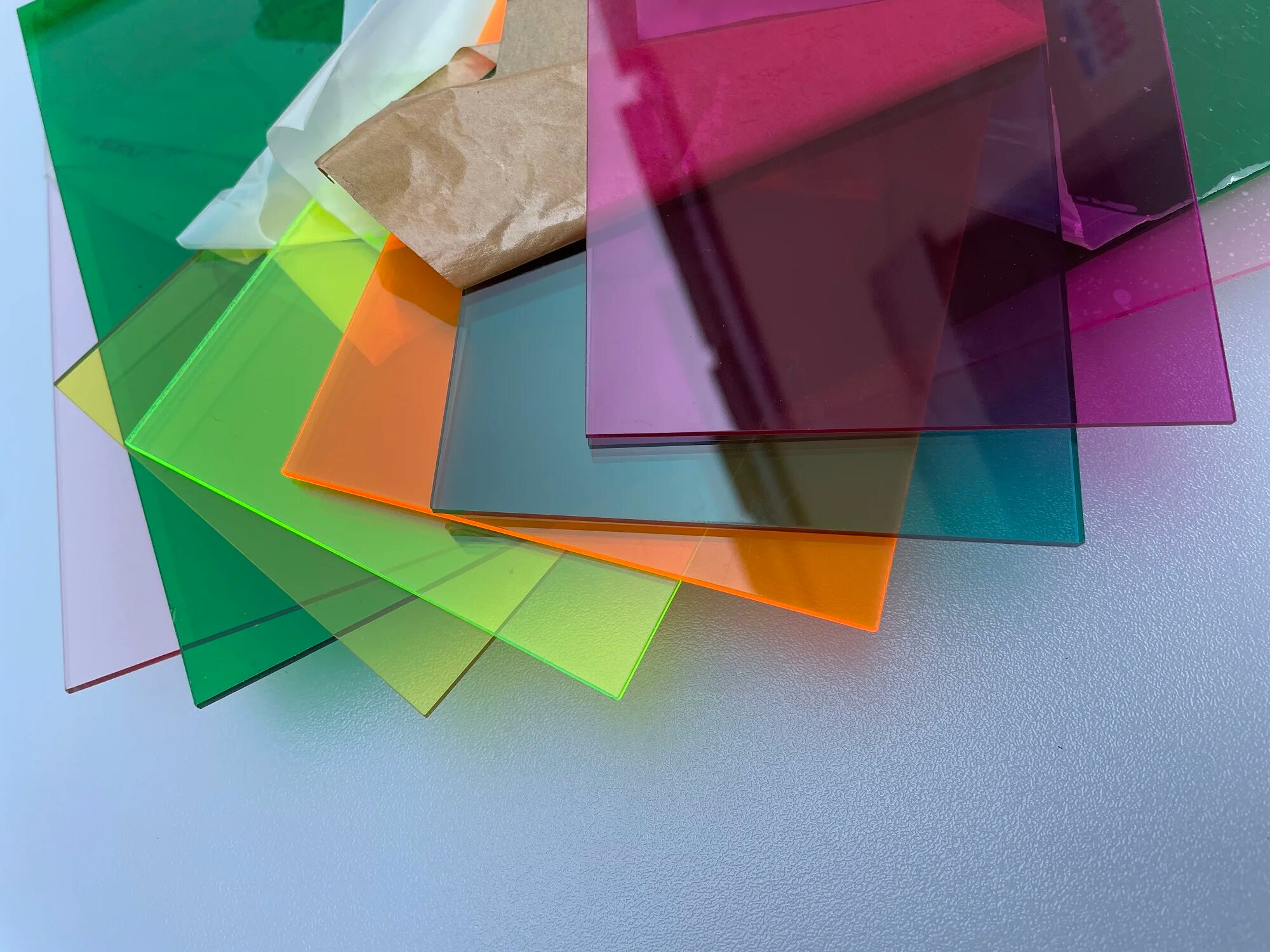 Цветной полупрозрачный акриловый лист 2 мм 5PCS 200x200x2mm, Random mix colors