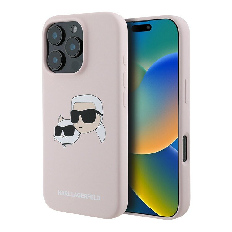 Karl Lagerfeld силиконовый чехол для iPhone 16 Pro, NFT Karl&Choupette Pink (MagSafe)