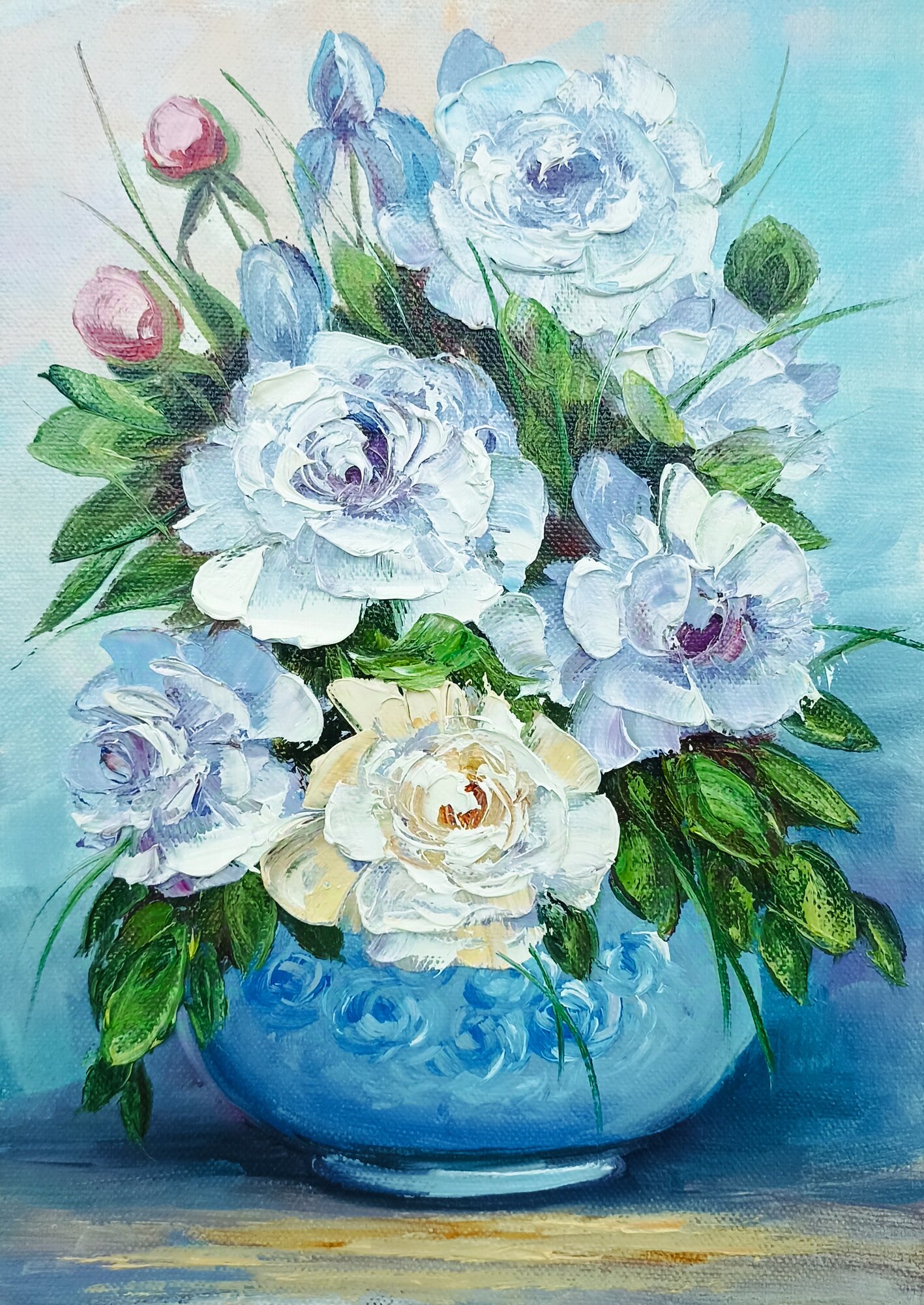 Масло/холст. 100% ручная работа, 100% живопись от Художественной мастерской Грёзы. Картина из серии "Пионы". 20х30 см