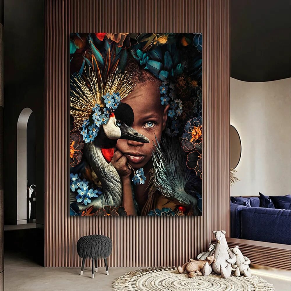 Картина Девочка с птицами, 30х40 см.