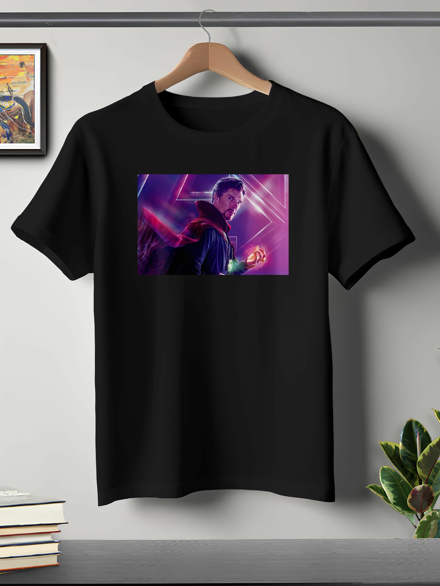 Футболка ONEQ унисекс 44-46 (S) размер с принтом Доктор Стрейнж, черная