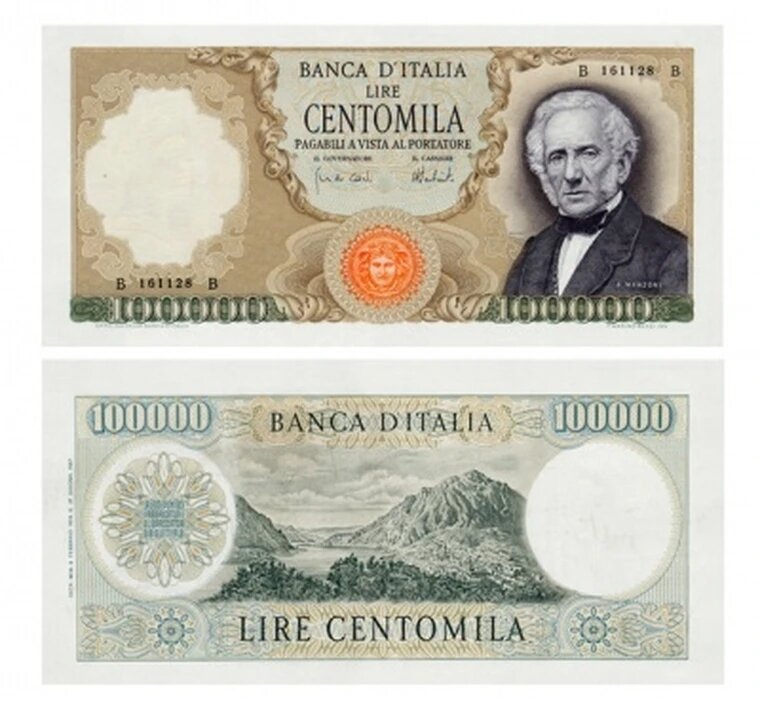 100000 лир 1967 года Италия, сувенирная копия, банкноты и купюры редкие коллекционные