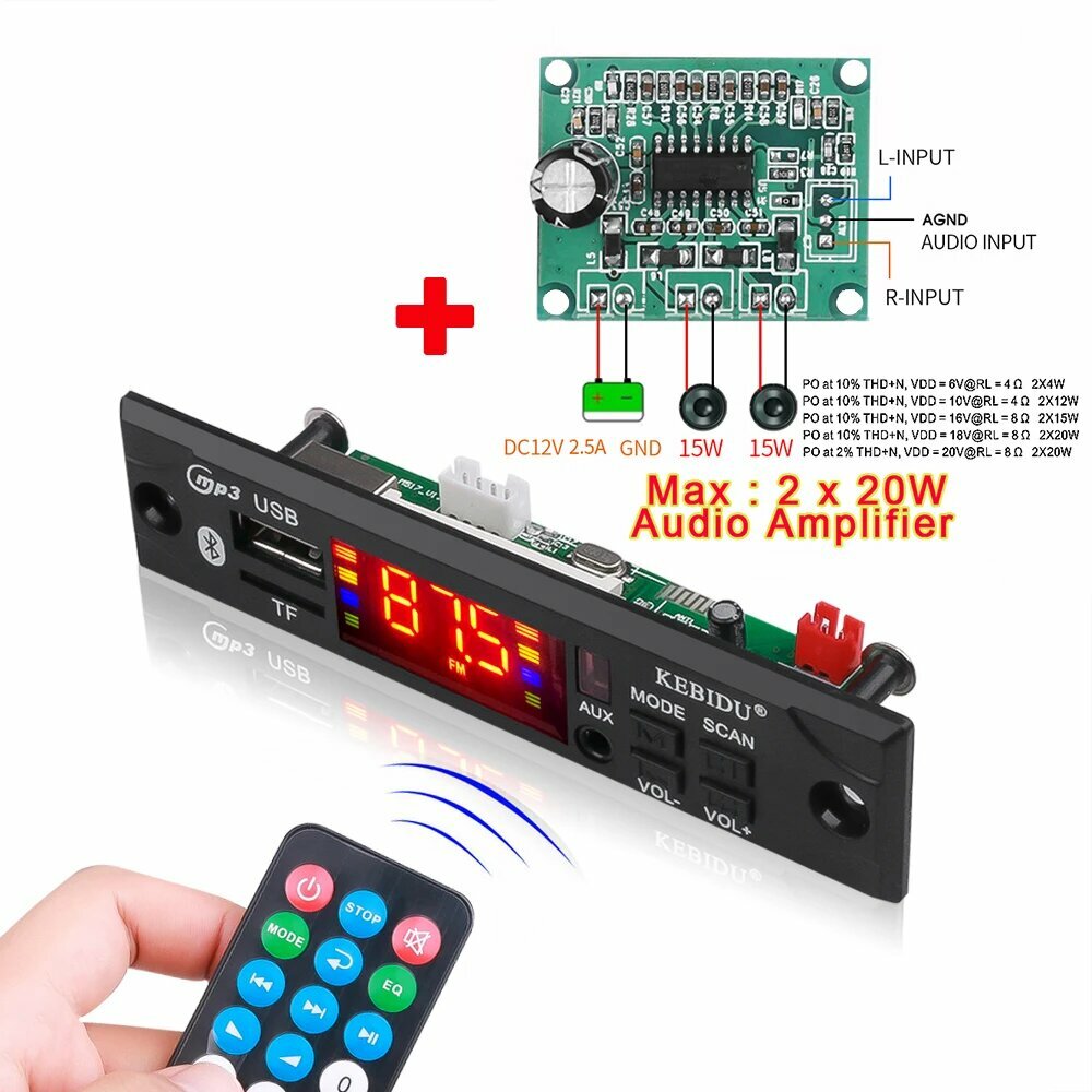 MP3 Decoder Board + Audio Amplifier Combo Package — фото 1