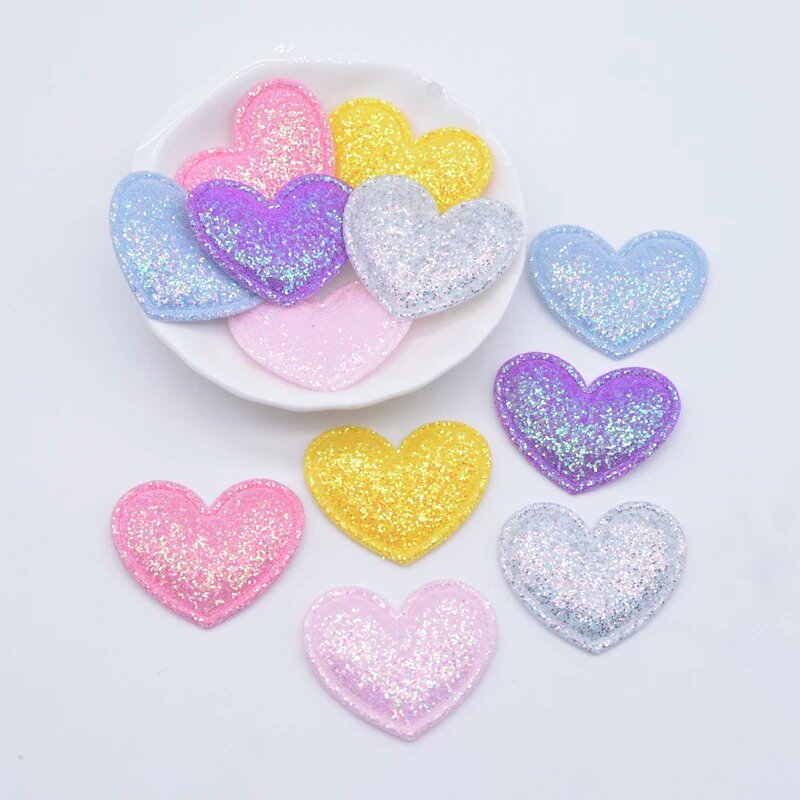 Блестящие сердечки-аппликации, Multicolor, 50 шт.