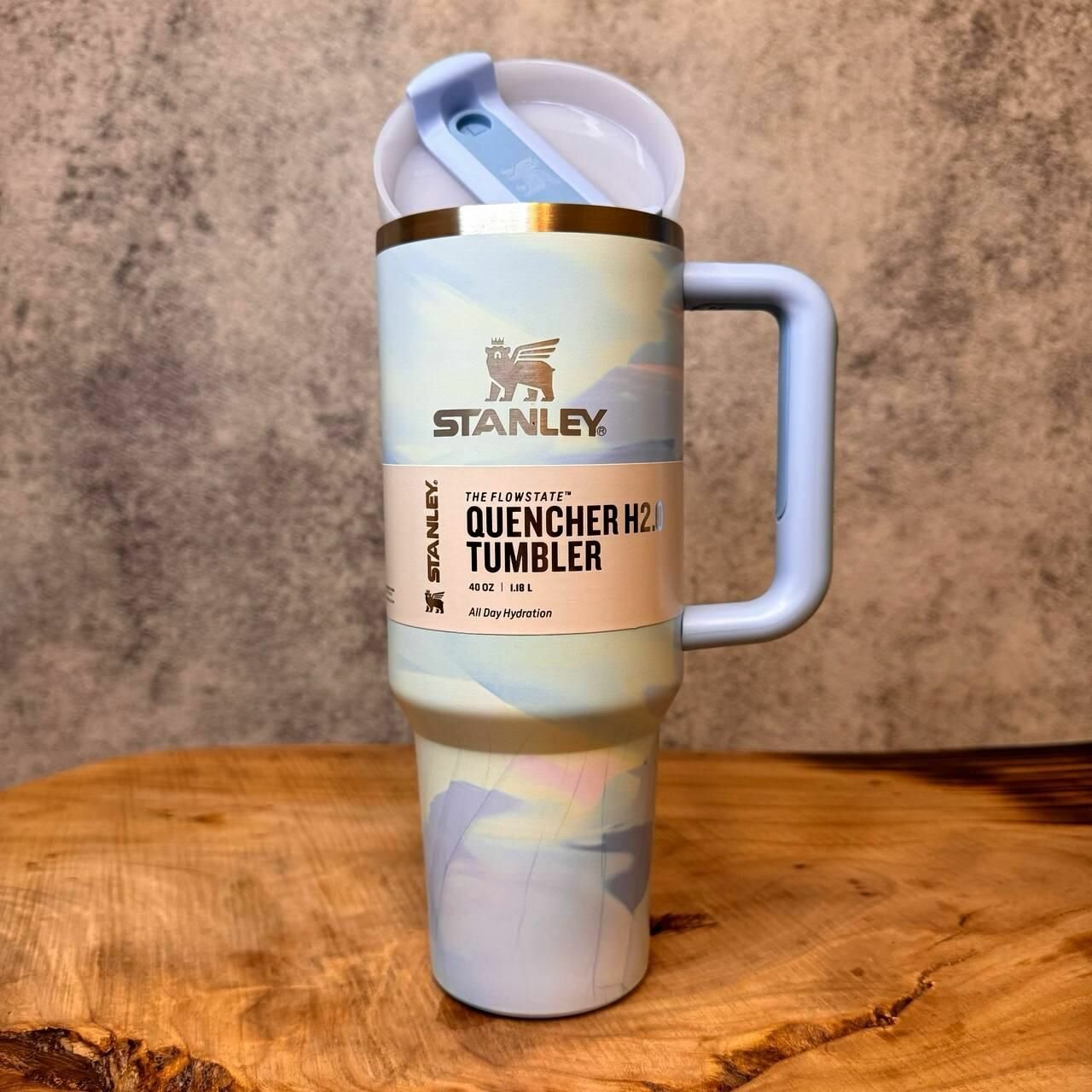 Термокружка Stanley 40OZ 1.18л / Цвет Голубой перламутр + Колпачок для трубочки