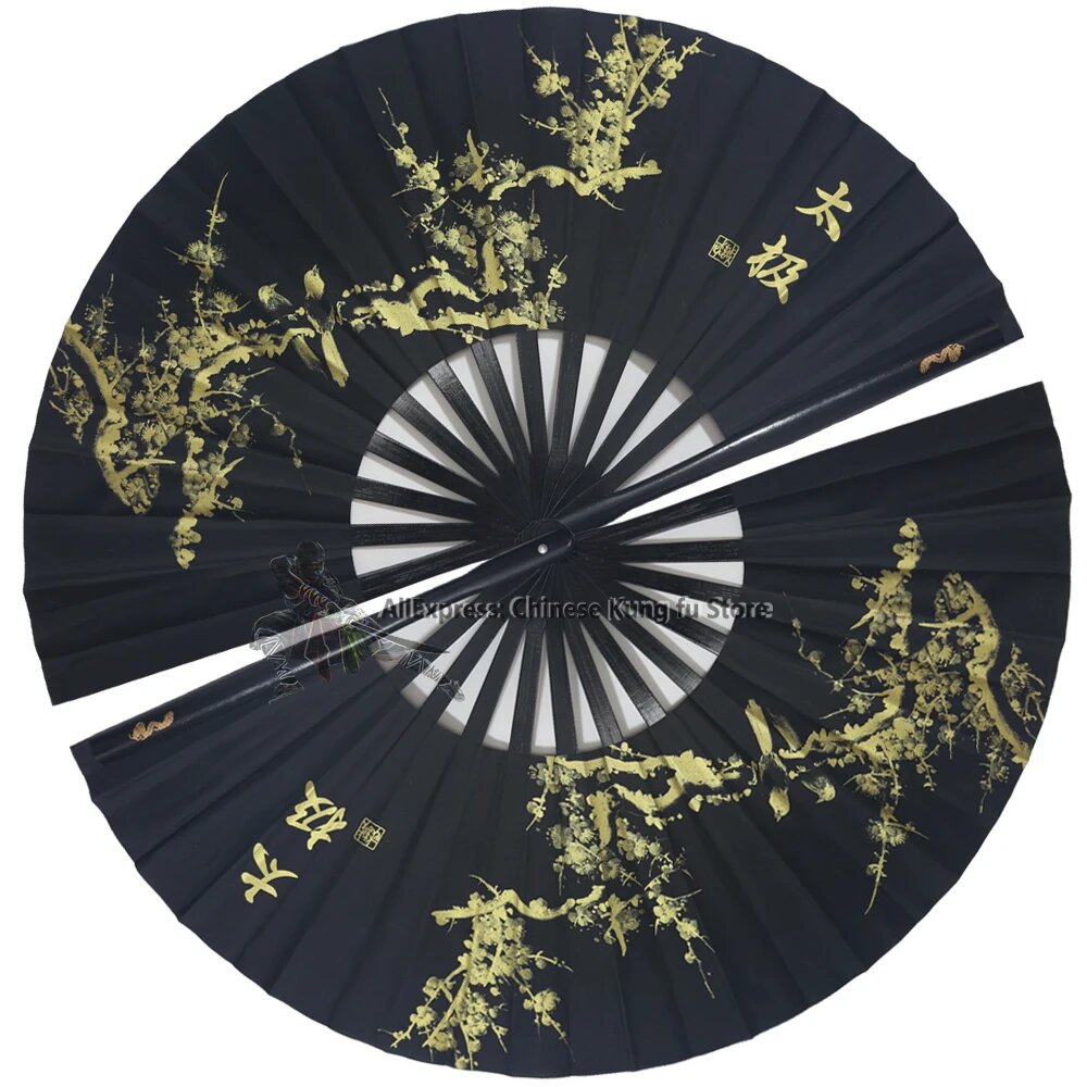 Бамбуковые веера для кунг-фу Tai Chi black left and right