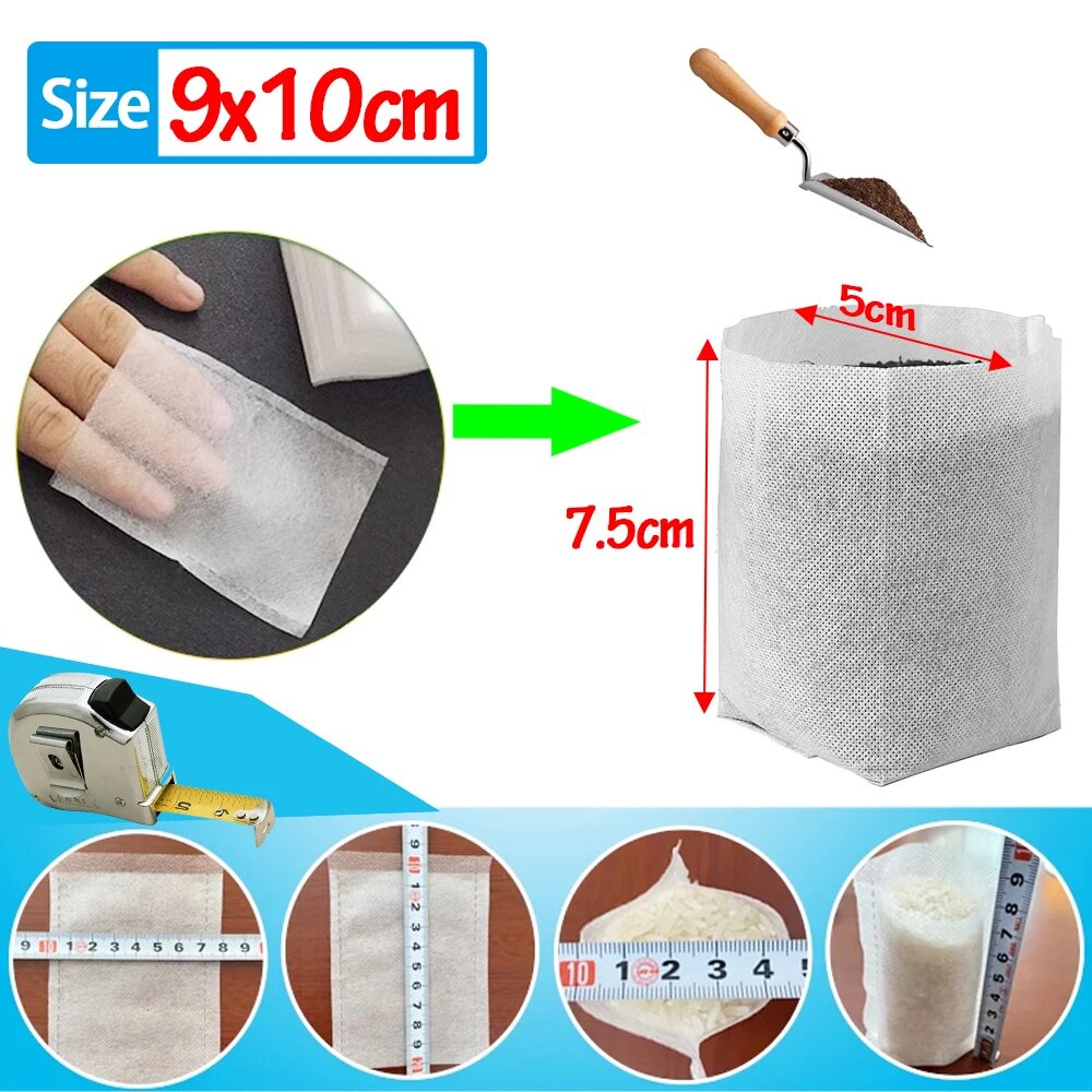 Биоразлагаемые садовые мешки для рассады 100 Pcs, 9x10cm