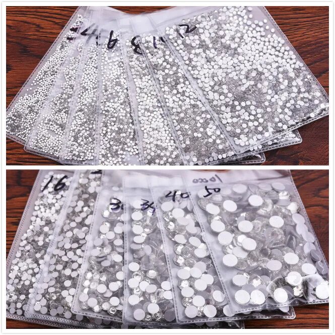 Кристально прозрачные стразы для дизайна ногтей zhanwSP 1440 pcs White ss12 1440pcs