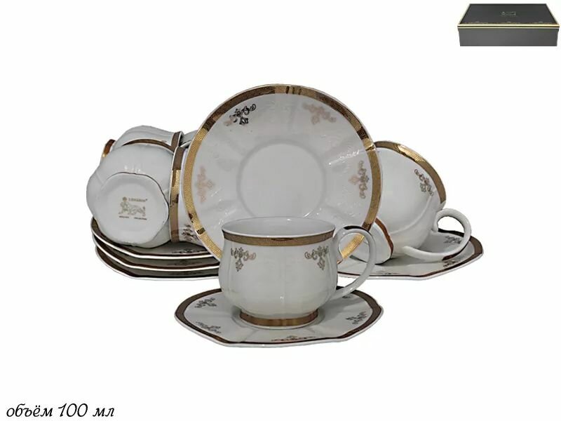 Кофейный набор 12 предметов Lenardi Ампир 100мл фарфор