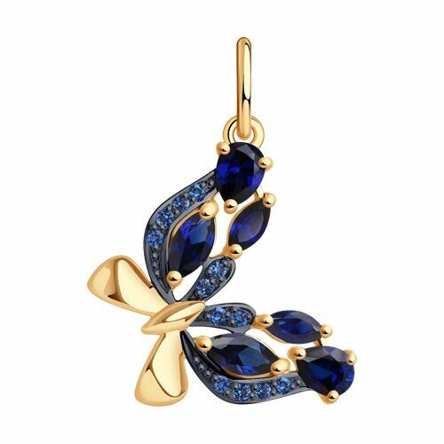 Подвеска, красное золото, 375 проба, сапфир синтетический