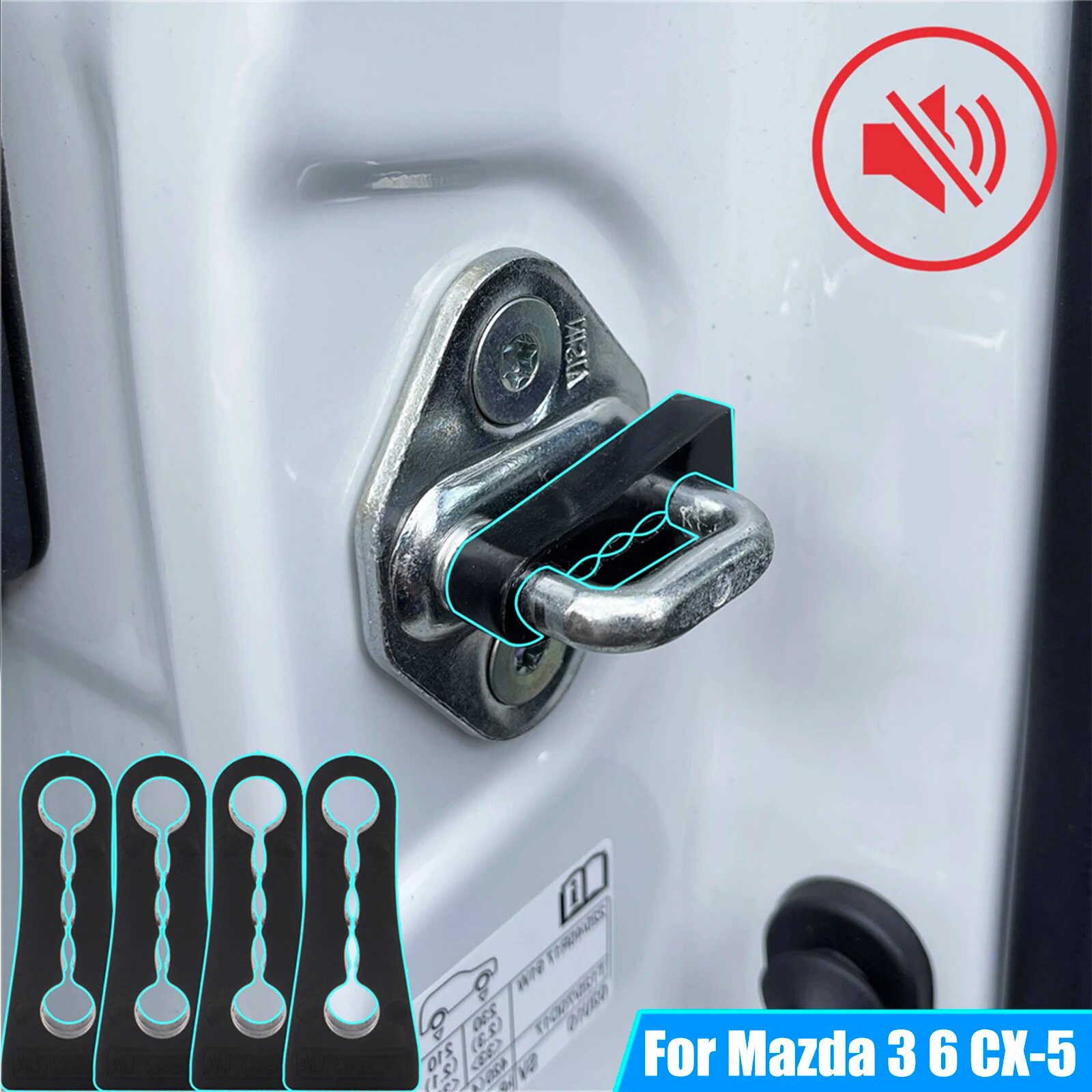 Звуковой демпфер, буфер дверного замка для Mazda 3 6 CX-5 2013-2024, погремушка STOP, звукоизоляционные винты, дверной стопор, глухокий зазор, уплотнитель