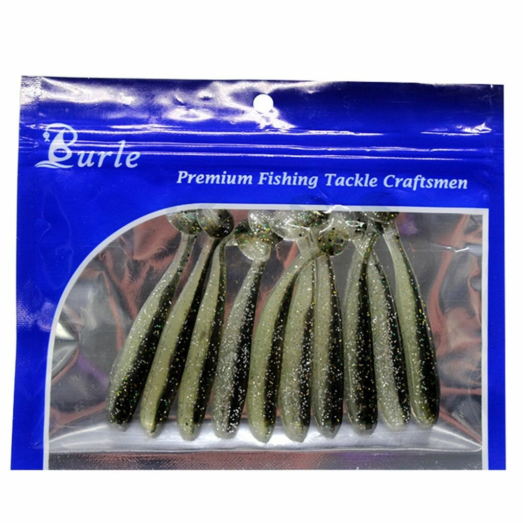 10 шт./пакет, рыболовные приманки для окуня, мягкие приманка Т-образный хвост, пресноводная соленая рыба-мандаринка